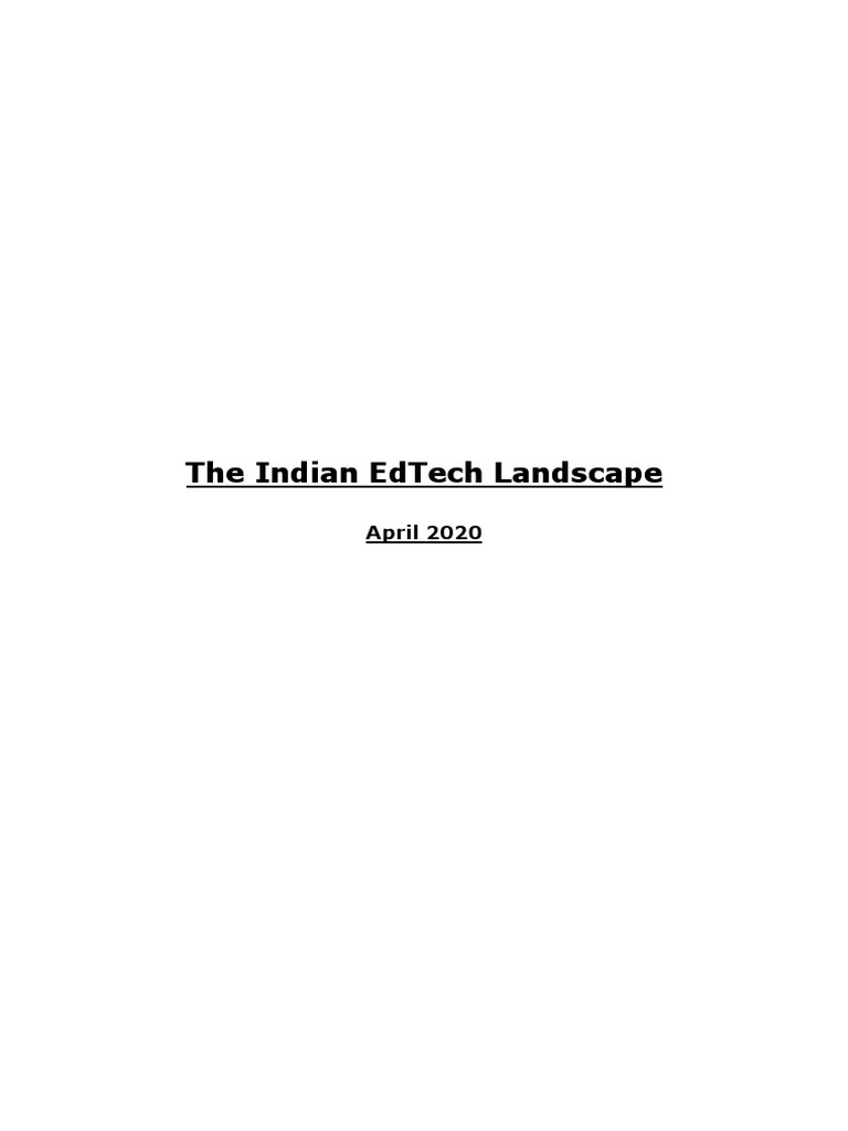 The Indian EdTech Landscape | PDF | Educational Technology | Internet