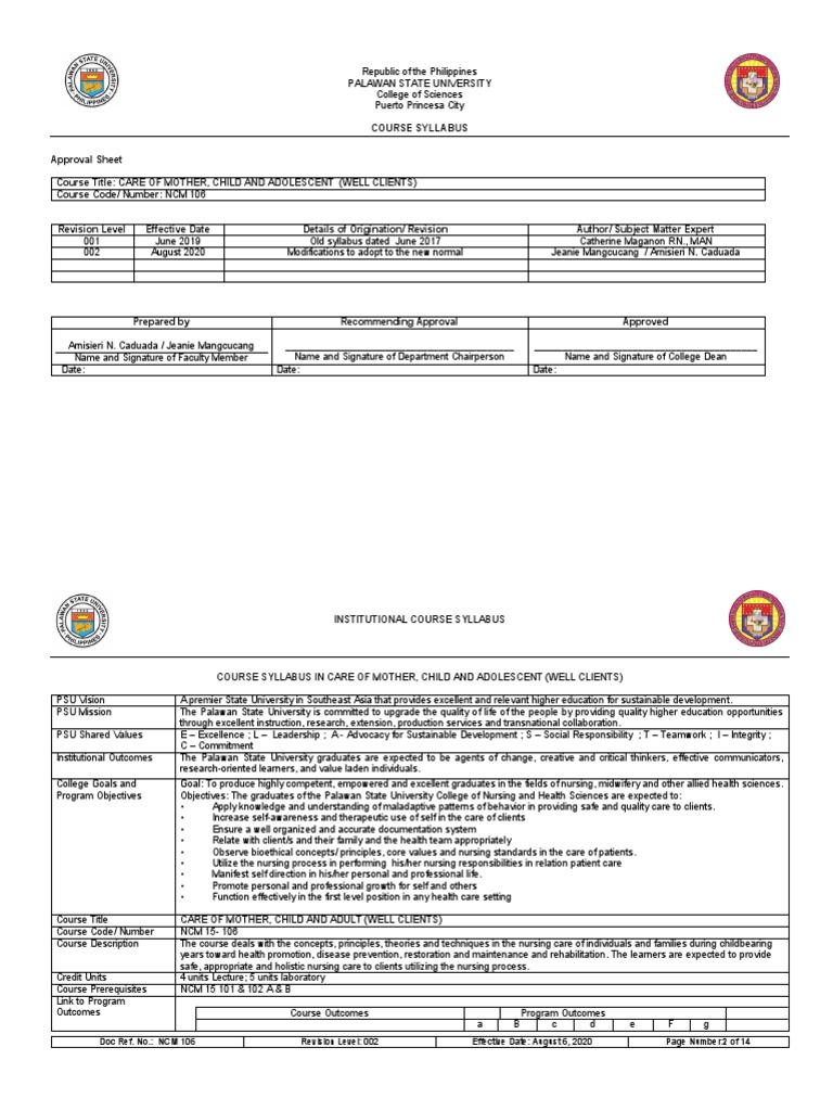 NCM 106 Care of Mother Child and Adolescent Well Clients | PDF ...