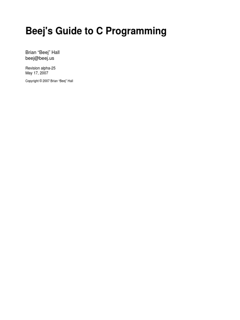 Bbjees Guide To C | PDF | Pointer (Computer Programming) | Software ...
