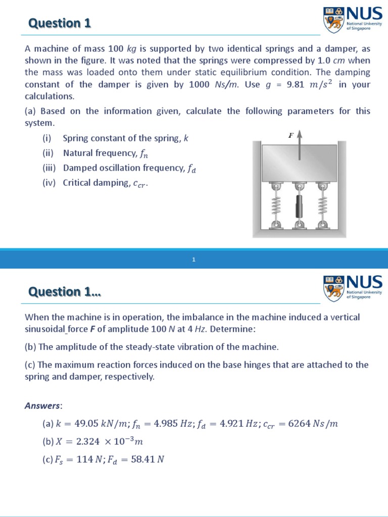 ME2115 - Forced Harmonics Vibration - Tutorial | PDF | Mechanics | Physics