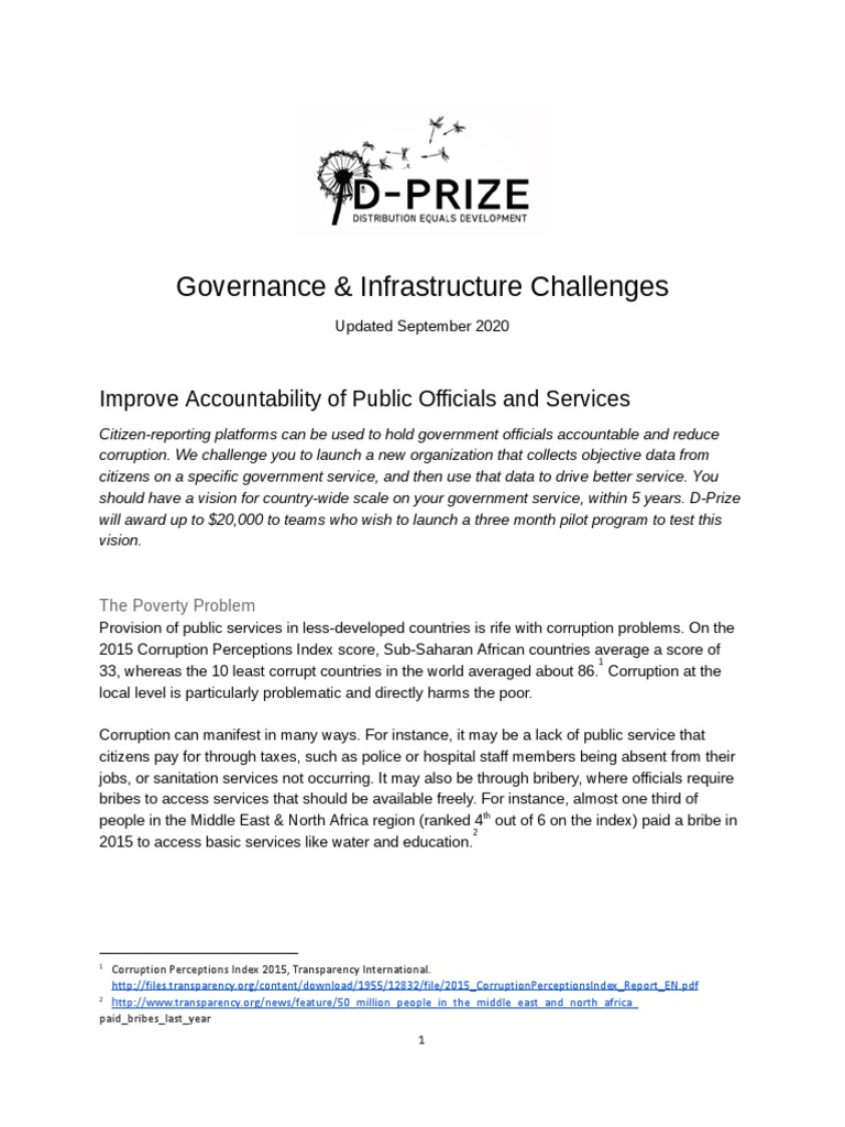 Governance & Infrastructure Challenges: Improve Accountability of ...