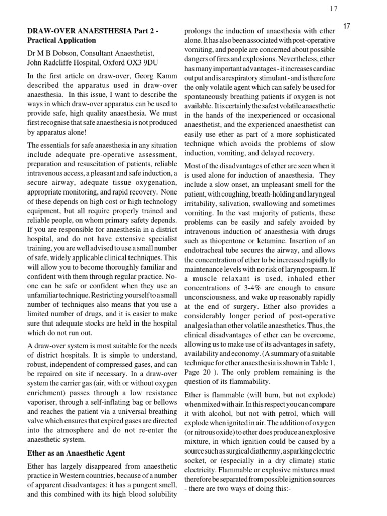 Draw-Over Anaesthesia - Dobson | Download Free PDF | Anesthesia ...