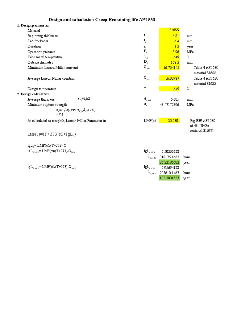 Calculation Creep Api 530 | PDF | Materials | Continuum Mechanics