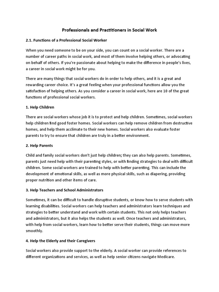 10 Functions of A Professional Social Worker-Diass | PDF | Competence ...