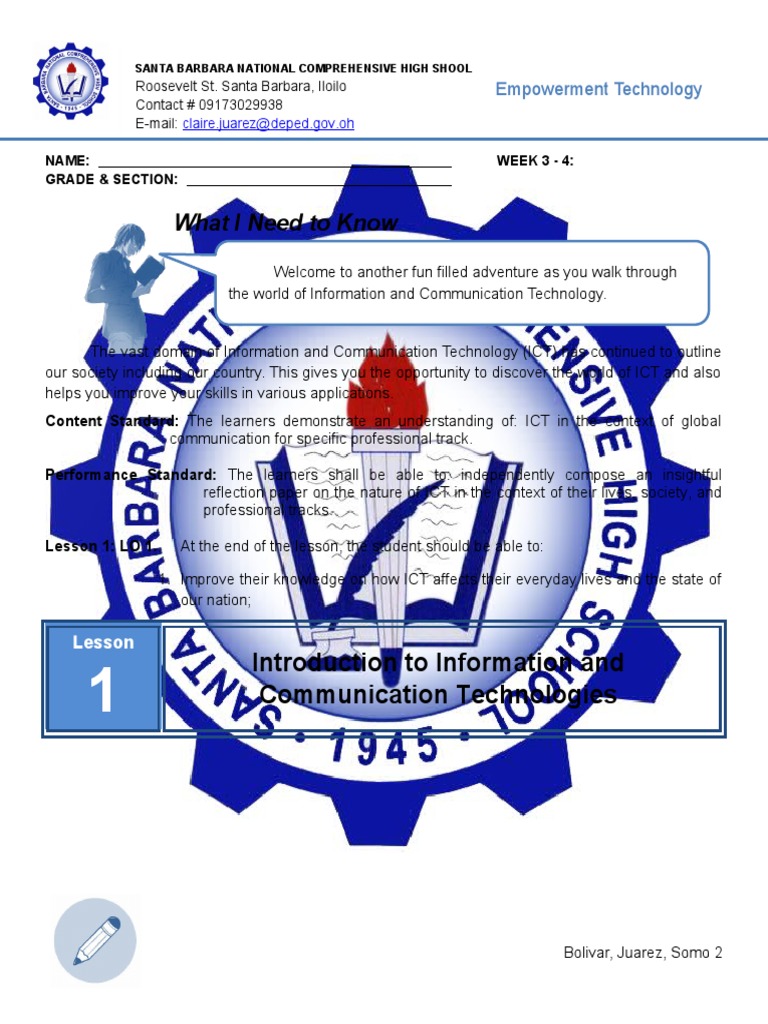 WK 2 Ict Senior High School | PDF | Websites | Educational Technology