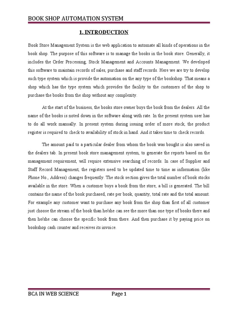 Book Shop Automation System | PDF | Retail | Books