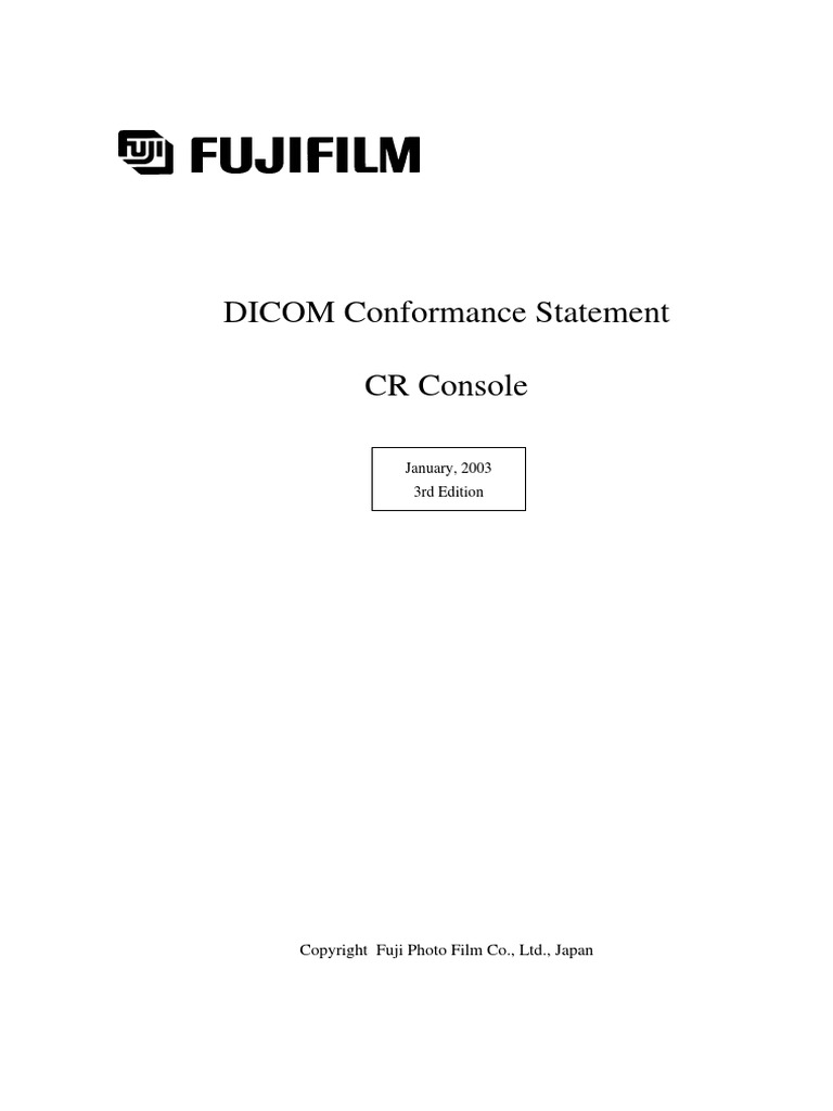 Fijifilm DICOM CR Console Conformance Statement PDF | PDF | Medical Imaging | Radiography