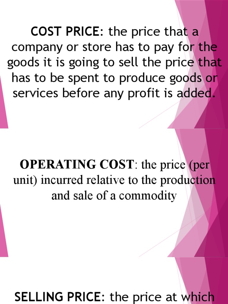 Understanding Cost and Selling Prices | PDF | Prices | Cost