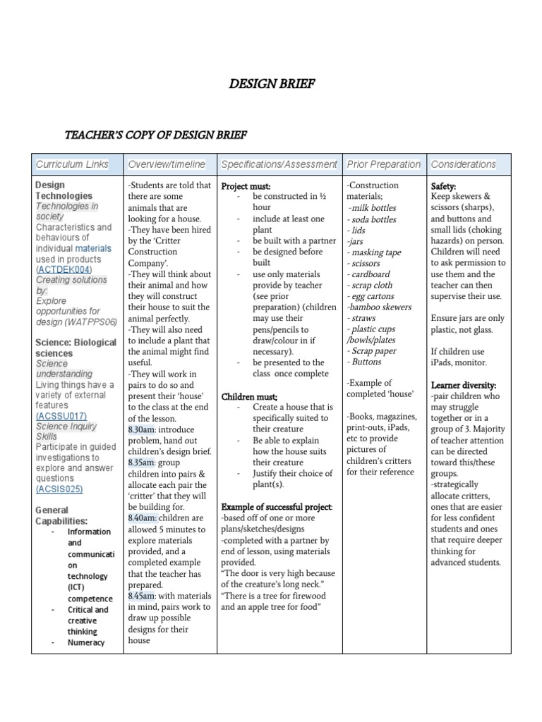 Design Brief | PDF | Educational Technology | Pedagogy