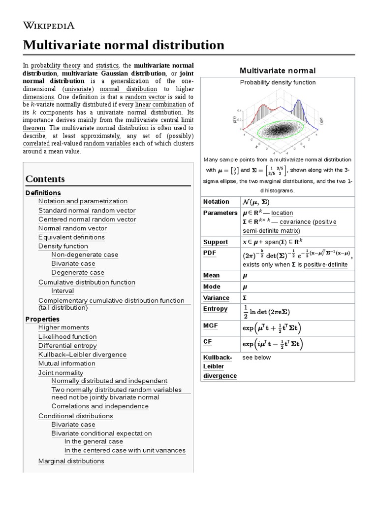 Multivariate Normal Distribution | PDF | Normal Distribution ... Multivariate Normal Distribution | PDF | Normal Distribution ...
