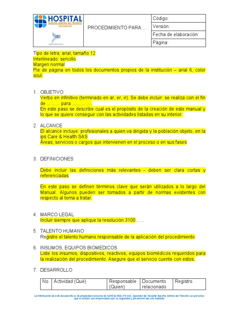 Formato para Elaboracion de Procedimientos y Protocolos | PDF | Información | Informática