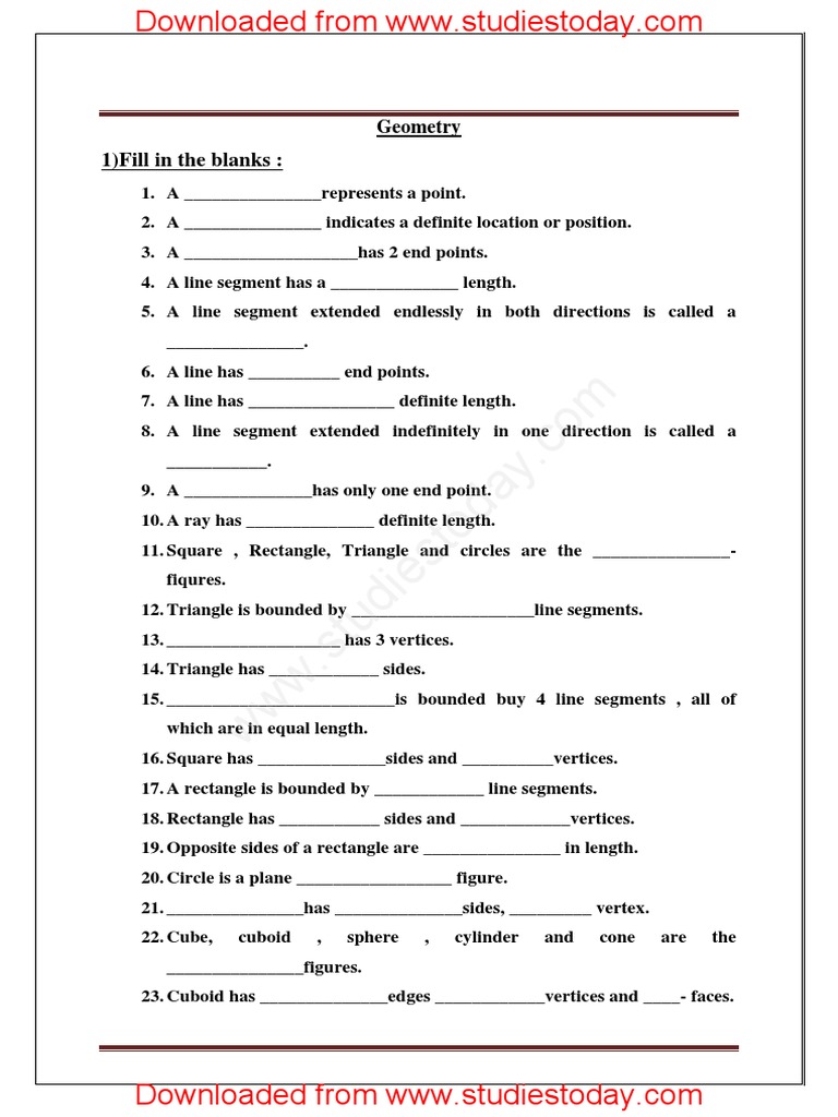 CBSE Class 3 Mathematics - Geometry PDF | PDF | Length | Rectangle