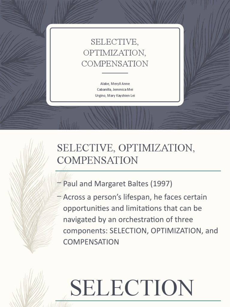 Selective, Optimization, Compensation: Alabe, Meryll Anne Cabanilla ...