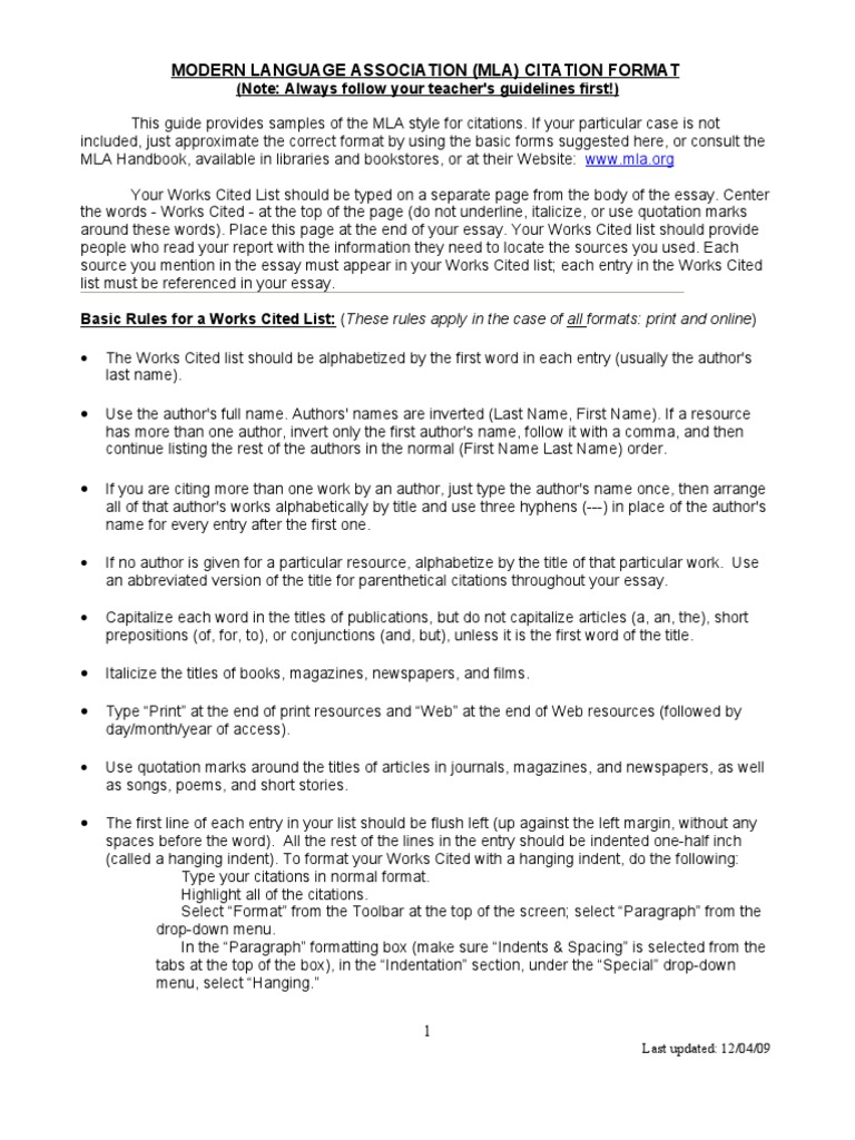 Using The Modern Language Association | PDF | Citation | Written ...