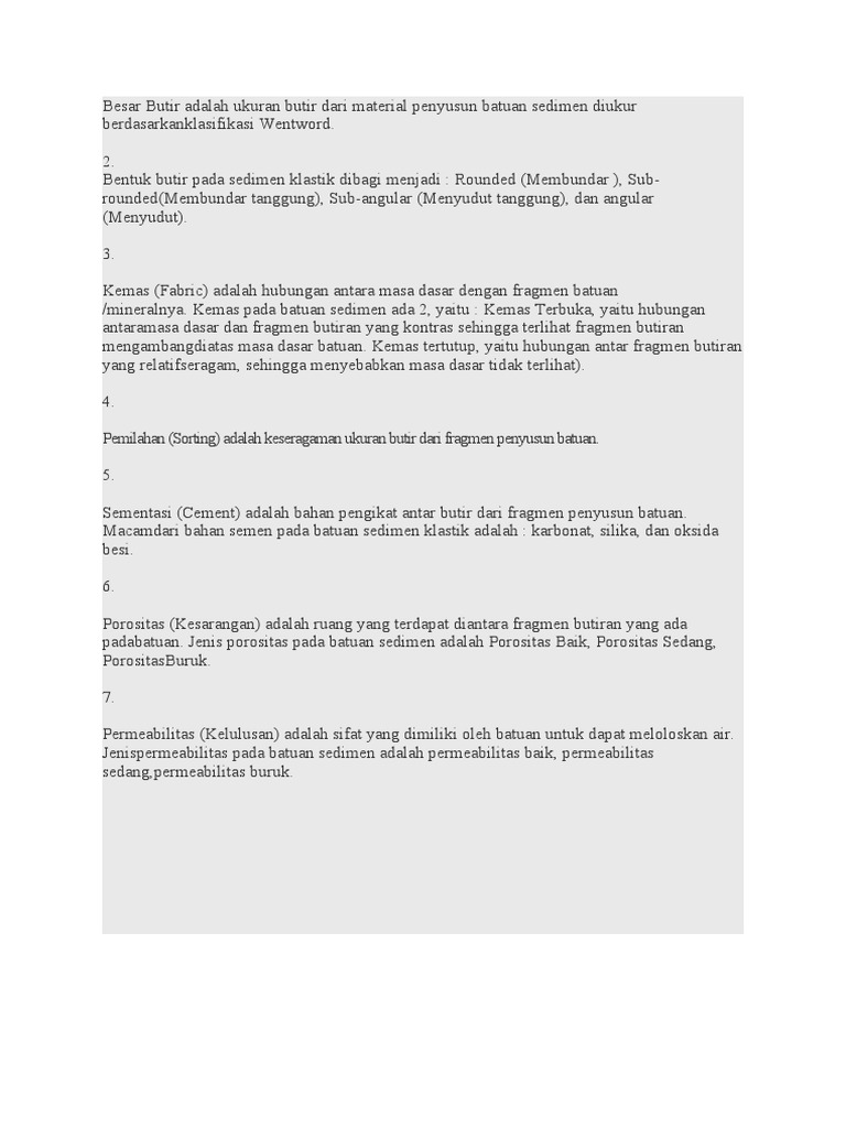 Besar Butir Adalah Ukuran Butir Dari Material Penyusun Batuan Sedimen ...