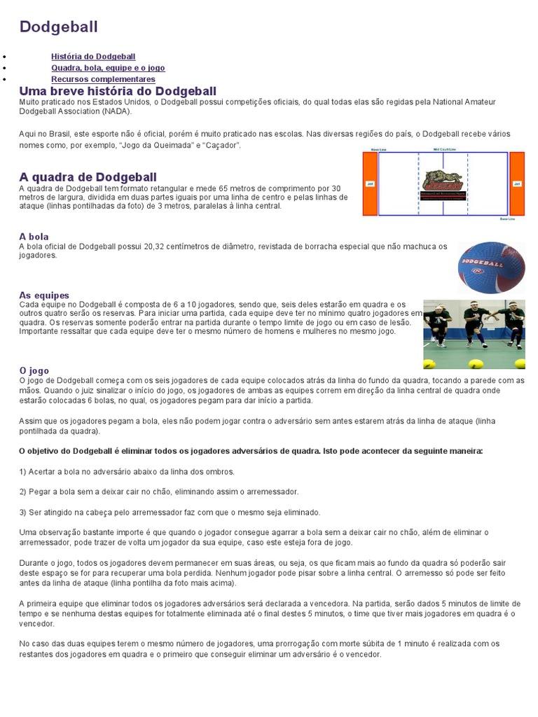 História e Regras do Dodgeball | PDF | Lazer | Esportes