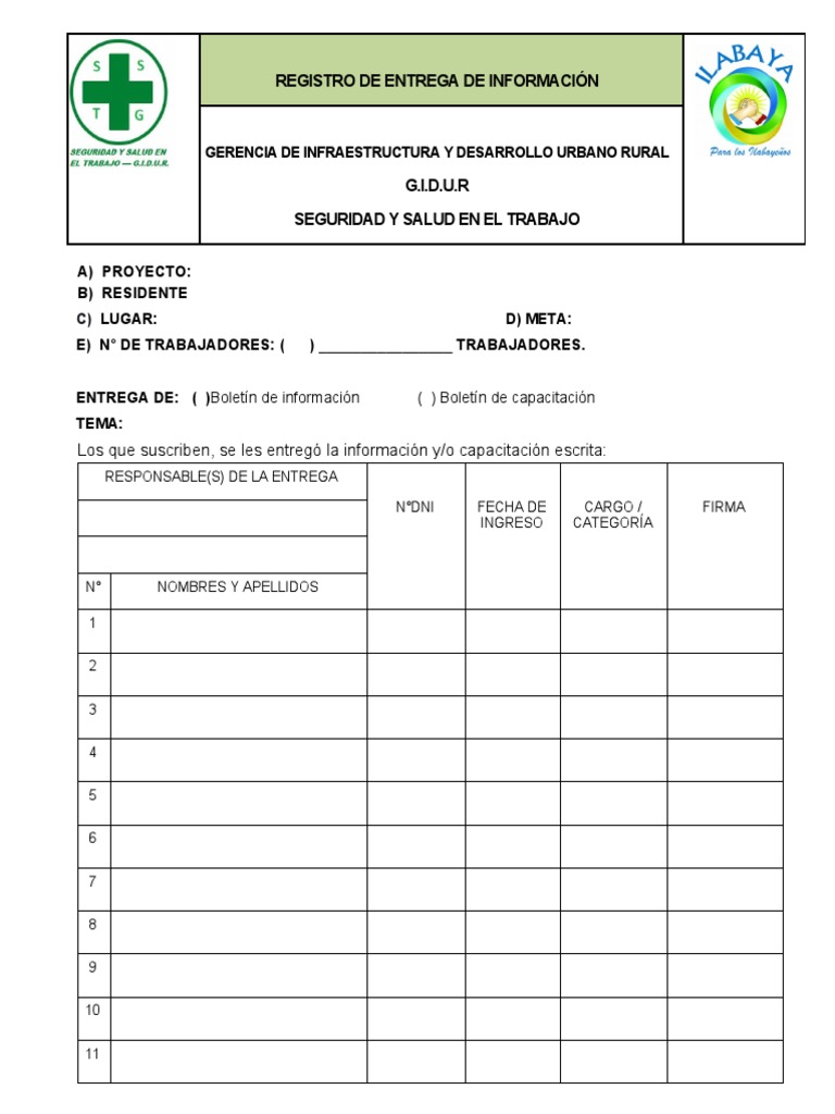 Registro Entrega de Informacion | PDF
