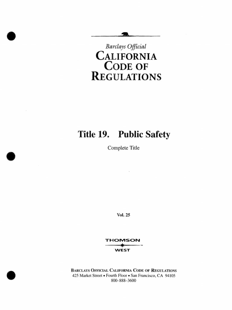 California Code of Regulations Title 19 - 1990 Edition PDF | PDF ...