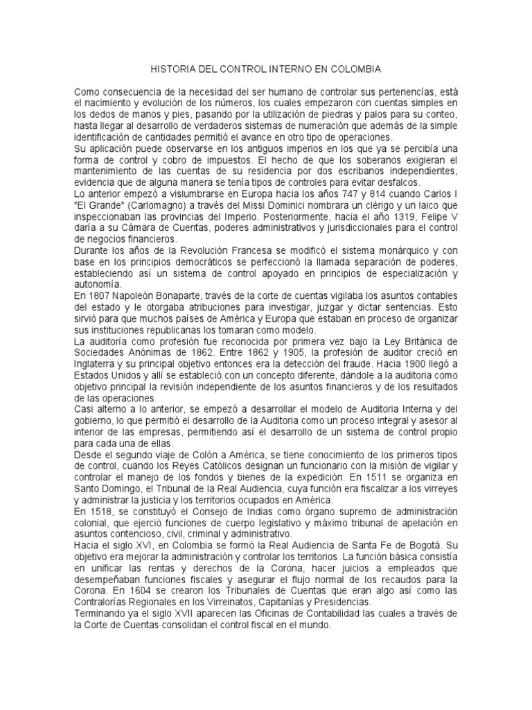 Historia Resumida de La Historia Del Control en Colombia | PDF | Estado ...