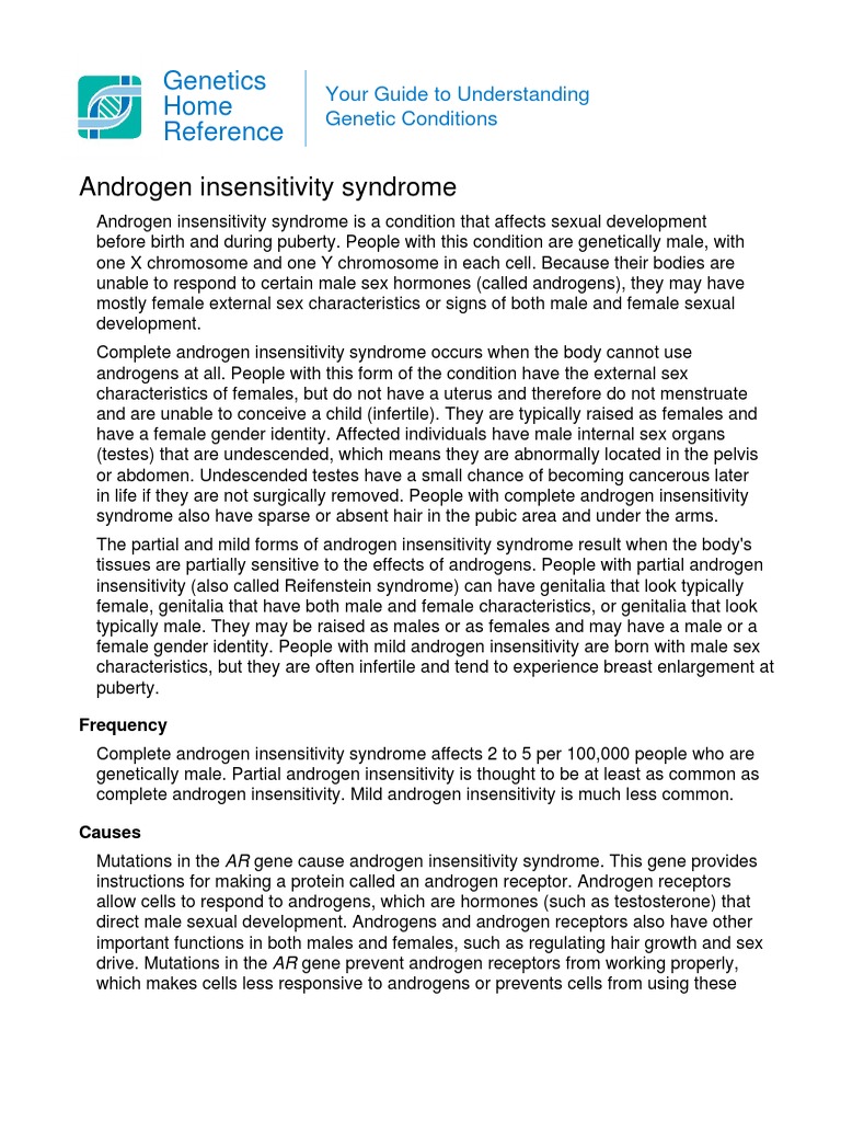 Androgen Insensitivity Syndrome: Genetics Home Reference | PDF ...