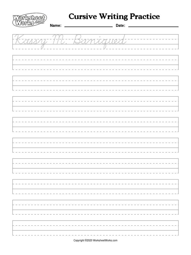 WorksheetWorks Cursive Writing Practice 1 PDF | PDF