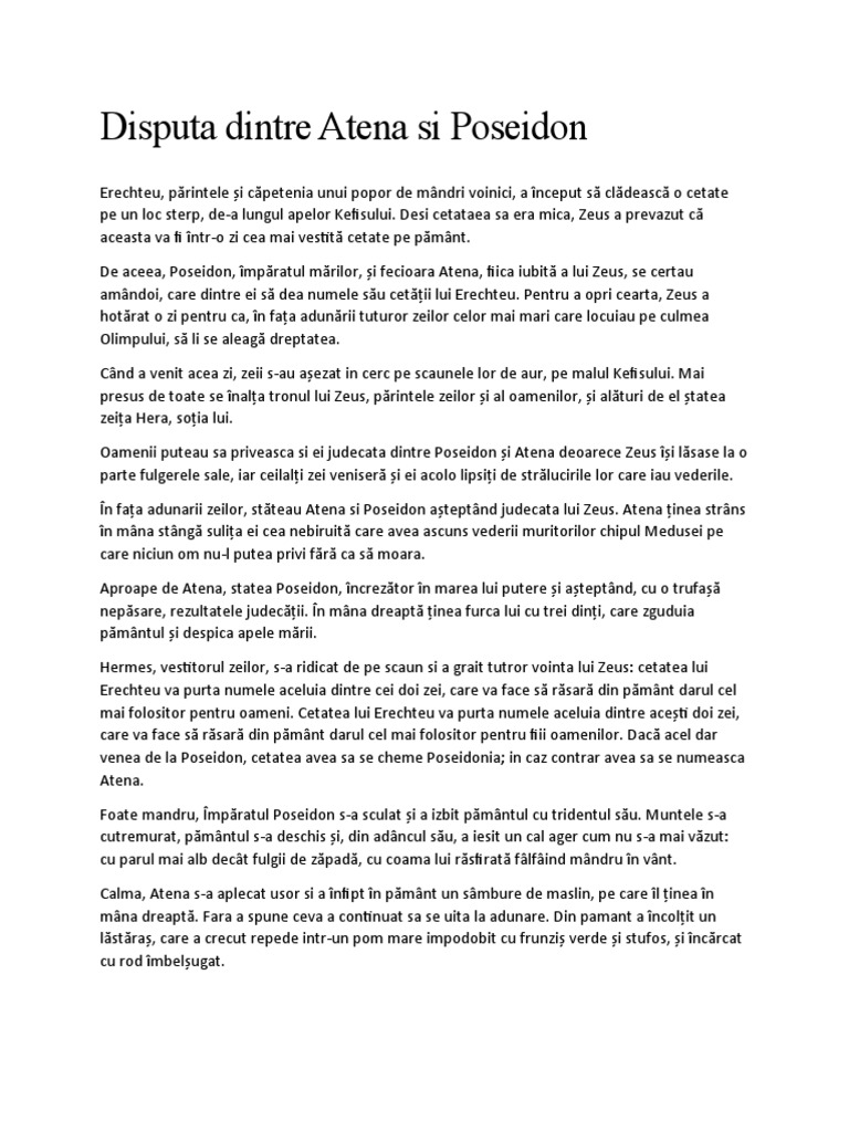 Disputa Dintre Atena Si Poseidon | PDF