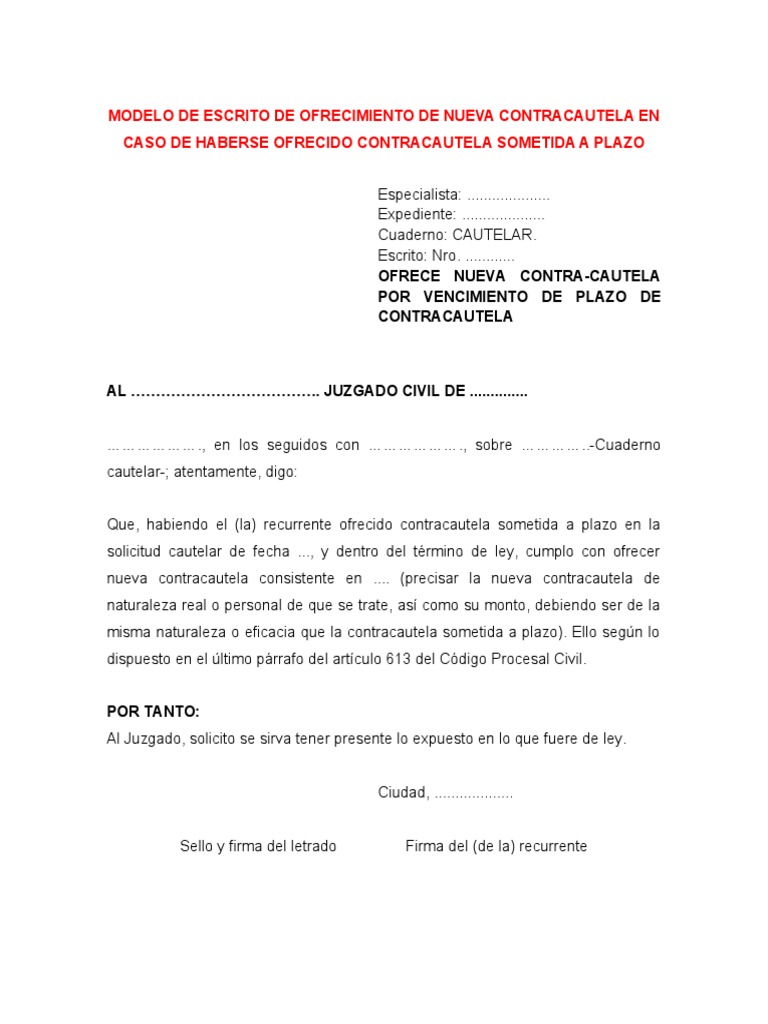 Nueva Contracautela Judicial Modelo | PDF | Derecho