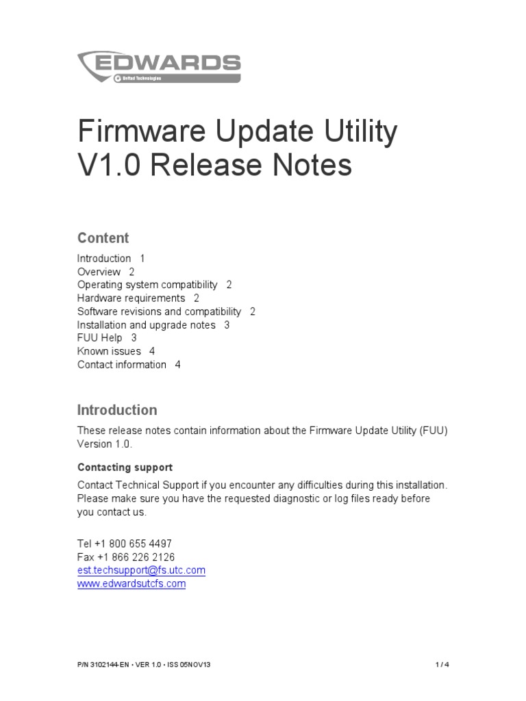 3102144-EN V1.0 Firmware Update Utility V1.0 Release Notes | PDF ...
