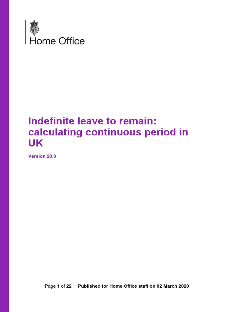 Indefinite Leave To Remain: Calculating Continuous Period in UK | PDF ...