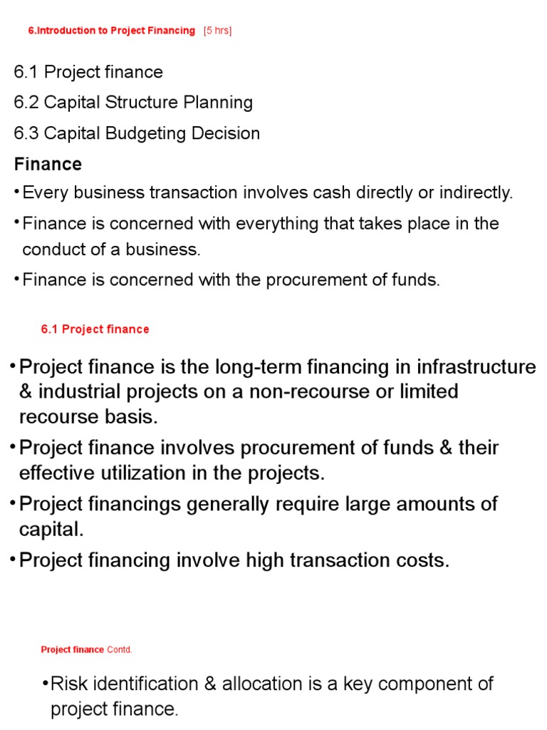 Finance: 6.introduction To Project Financing (5 HRS) | PDF | Project ...