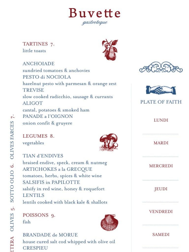 Buvette Dinner Menu | PDF | Eating Behaviors Of Humans | Cuisine