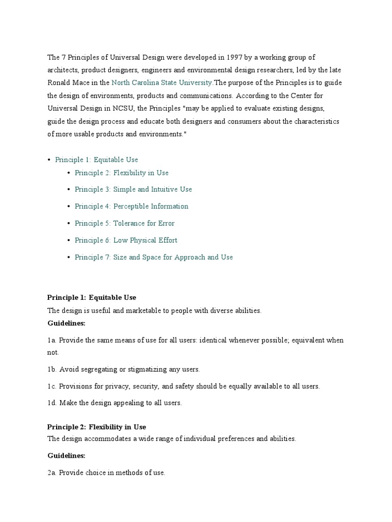 Universal Design Principles | Download Free PDF | Design | Cognition