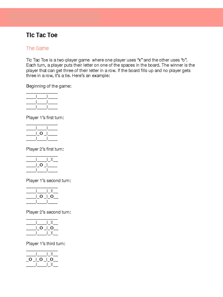 Tic Tac Toe Handout 1 | PDF | Command Line Interface | User Interface