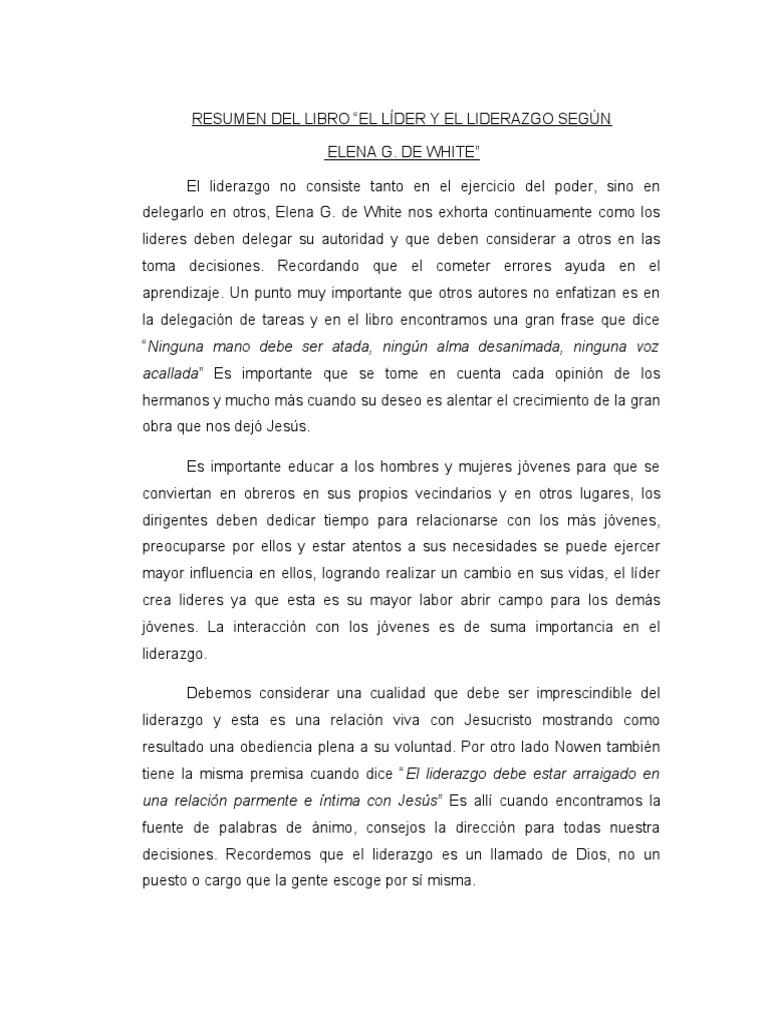 RESUMEN DEL LIBRO Lider | PDF | Liderazgo | Amor