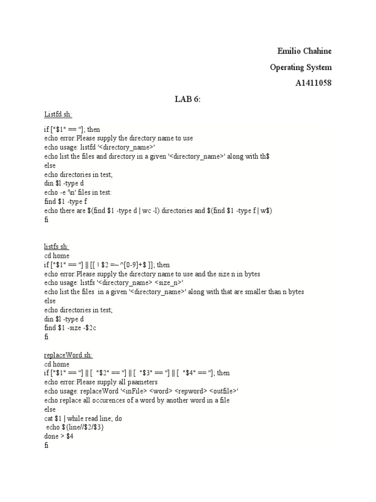 Emilio Chahine Operating System A1411058 LAB 6 | PDF