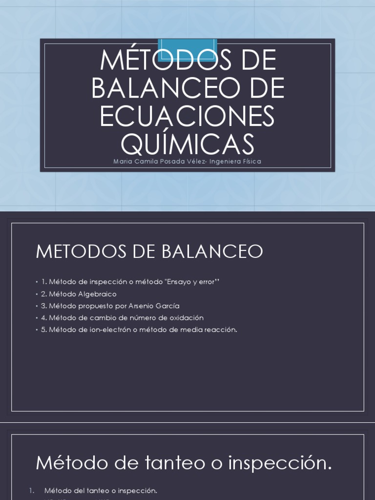 Métodos de Balanceo de Ecuaciones Químicas | PDF | Redox | Estequiometría