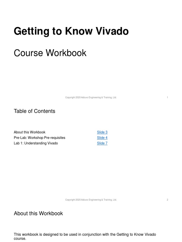 Getting To Know Vivado: Course Workbook | Download Free PDF | Hardware Description Language ...