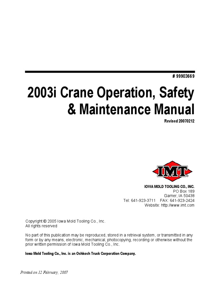 2003iop Safety Maint PDF | PDF | Crane (Machine) | Rope