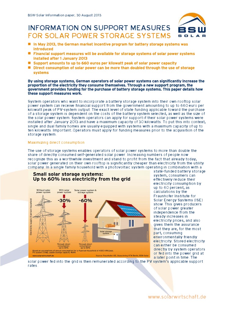 German Solar Power Storage Support Guide | PDF | Solar Power ...