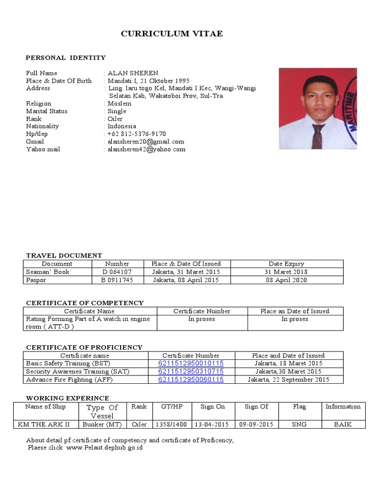 Curriculum Vitae: Personal Identity | PDF