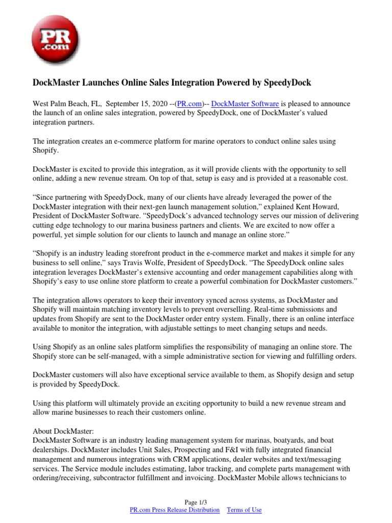 DockMaster Launches Online Sales Integration Powered by SpeedyDock ...
