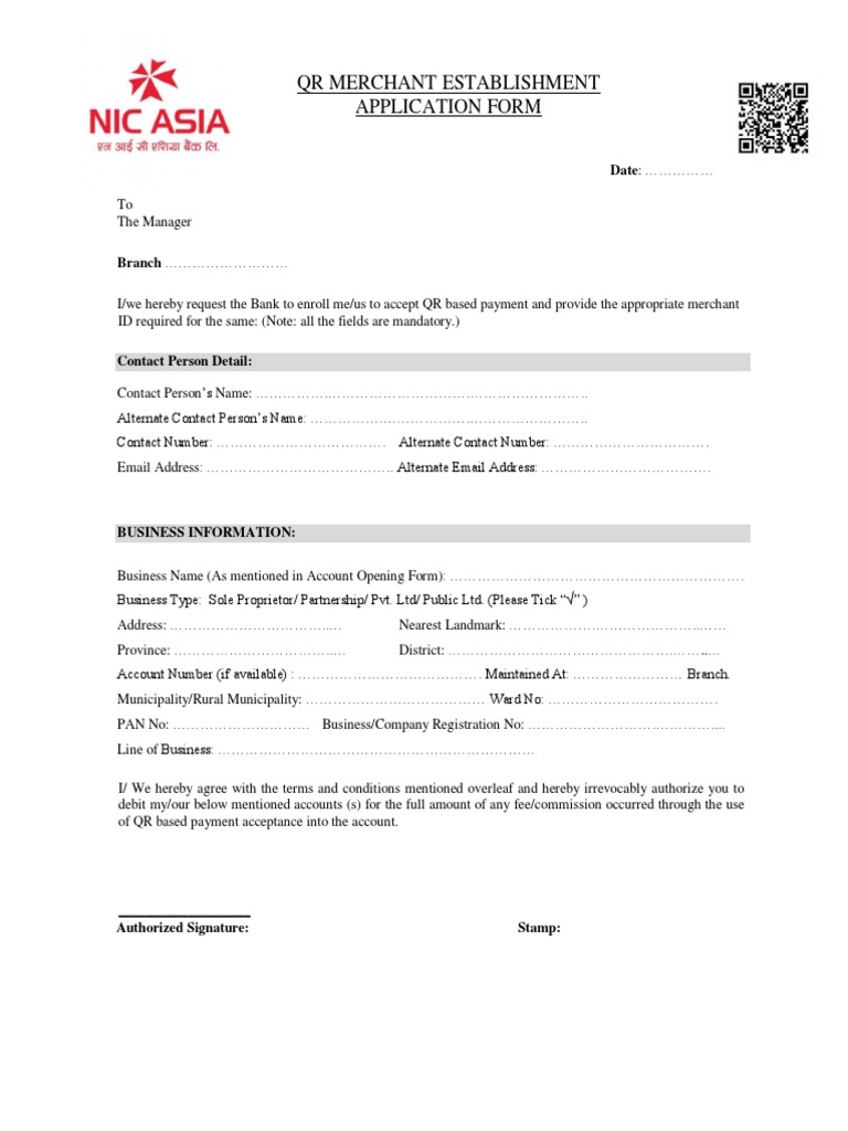 QR Merchant Application Form | PDF | Payments | Debit Card