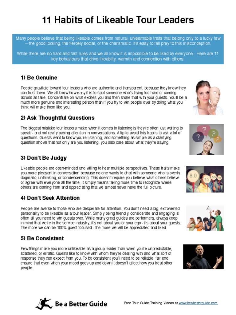PDF - 11 Habits of Likeable Tour Leaders - Babg Resource | PDF | Body ...