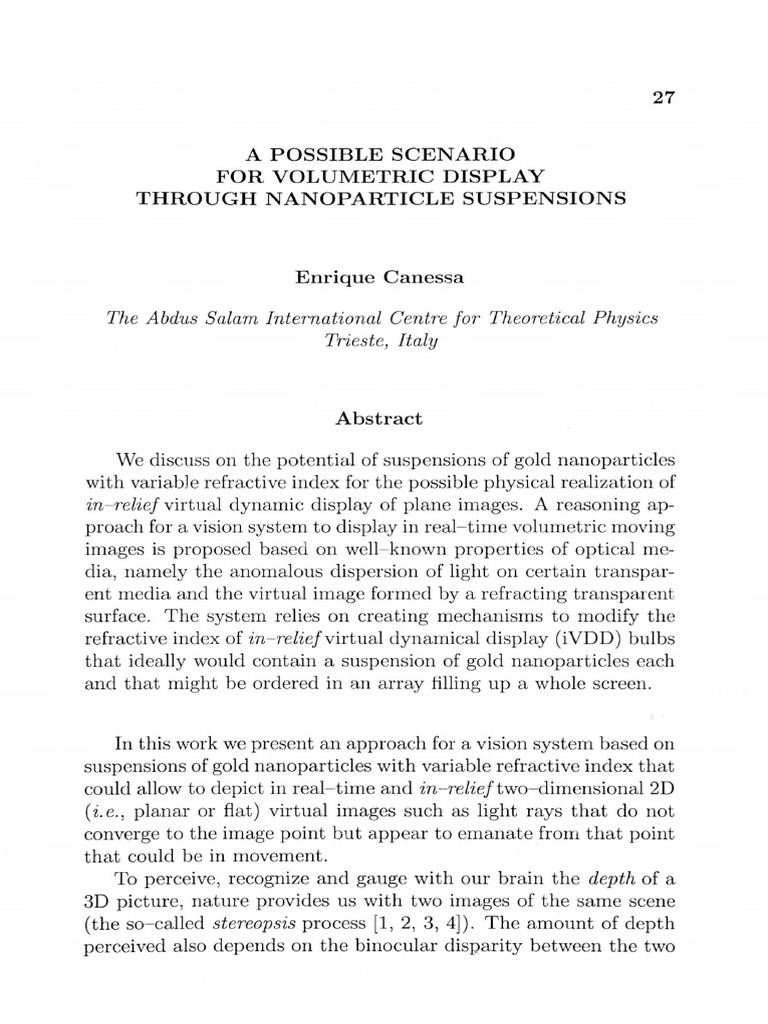 Display Volumetrico | PDF | Holography | Refractive Index