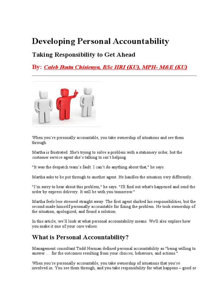 Developing Personal Accountability: Taking Responsibility To Get Ahead ...