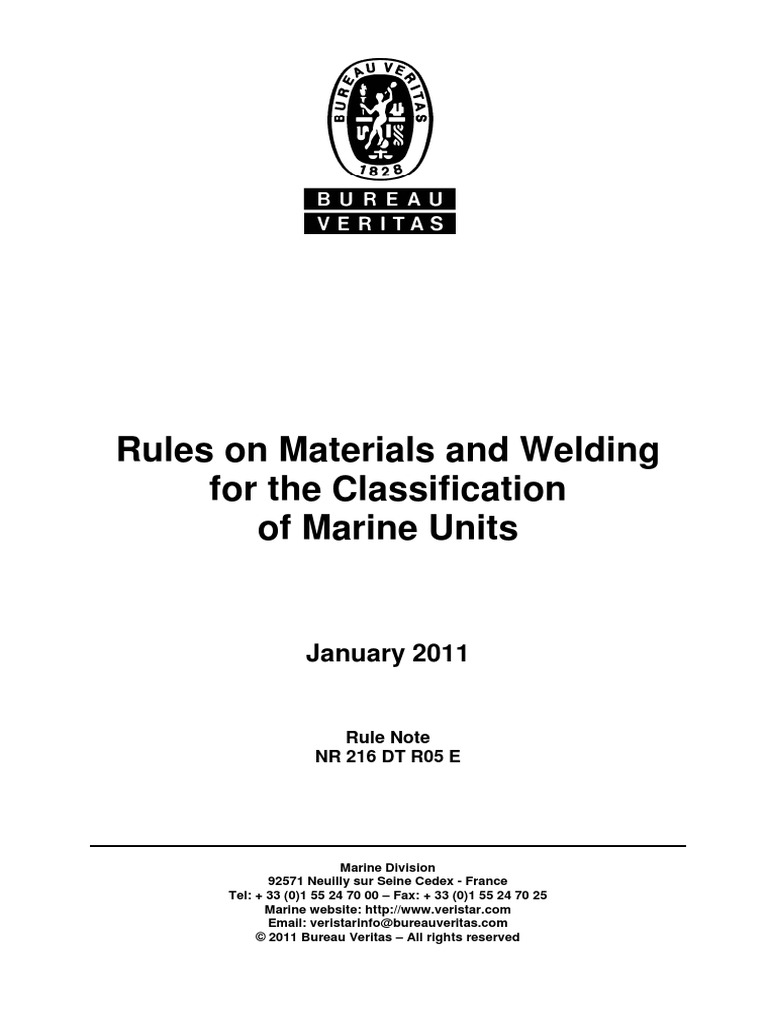 Burea Veritas - Rules On Materials Ans Welding For The Classification ...