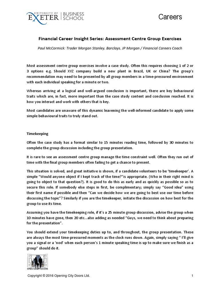 No. 14 Assessment Centre Group Exercises PDF | PDF | Business