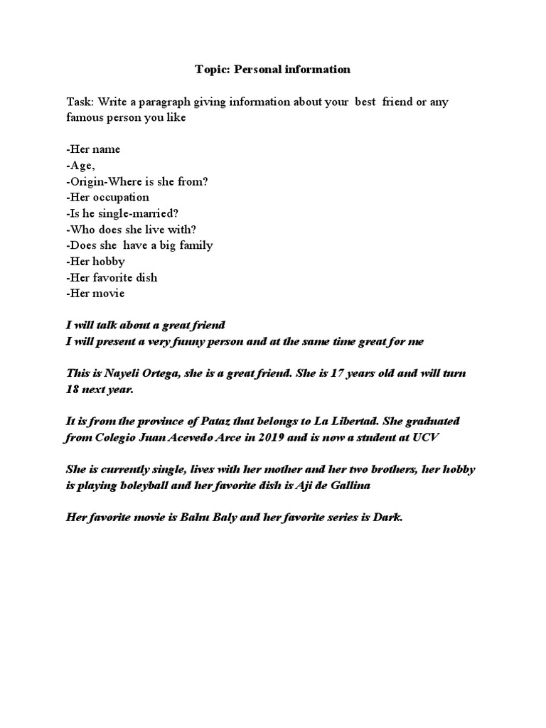 Topic - Personal Information | PDF