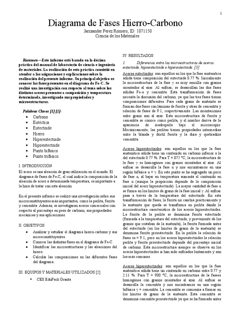 Diagrama de Fases Hierro-Carbono | PDF | Ingeniería de Edificación | Elementos químicos