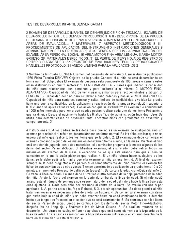Test de Desarrollo Infantil Denver | PDF | Validez (Estadísticas ...